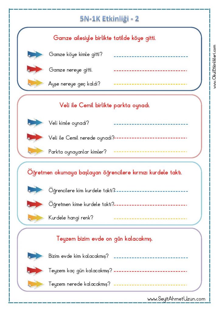 1. Sınıf 5N1K Etkinliği – 2 - OkuL EtkinLikLeri – Eğitime Yeni Bir Bakış